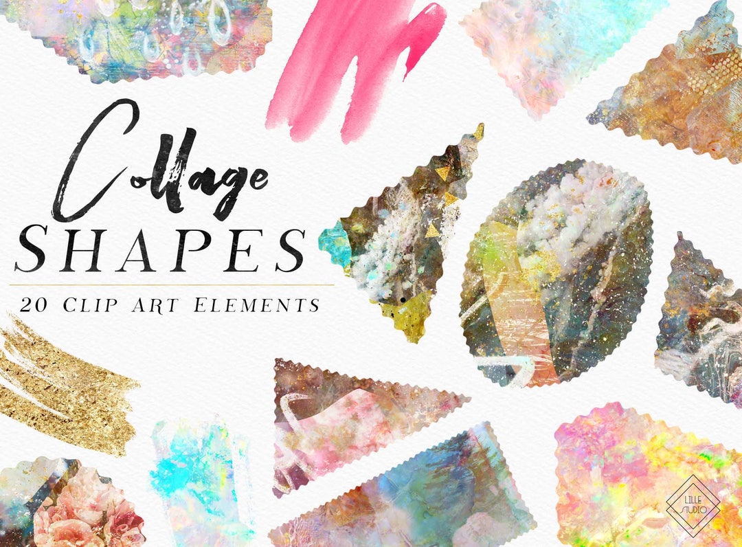 Abstract Geometric Clipart - Modern Watercolor Brush Strokes Clip Art ...
