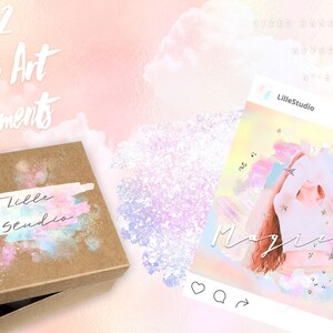 Holographic Watercolor Unicorn Clipart Brush Strokes - Pastel Rainbow ...