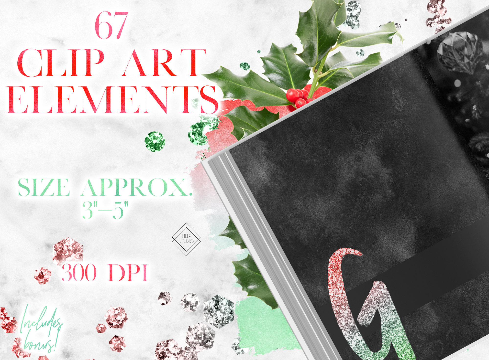 Christmas Glitter Alphabet Clipart Red Green Letter Clip Art - Etsy