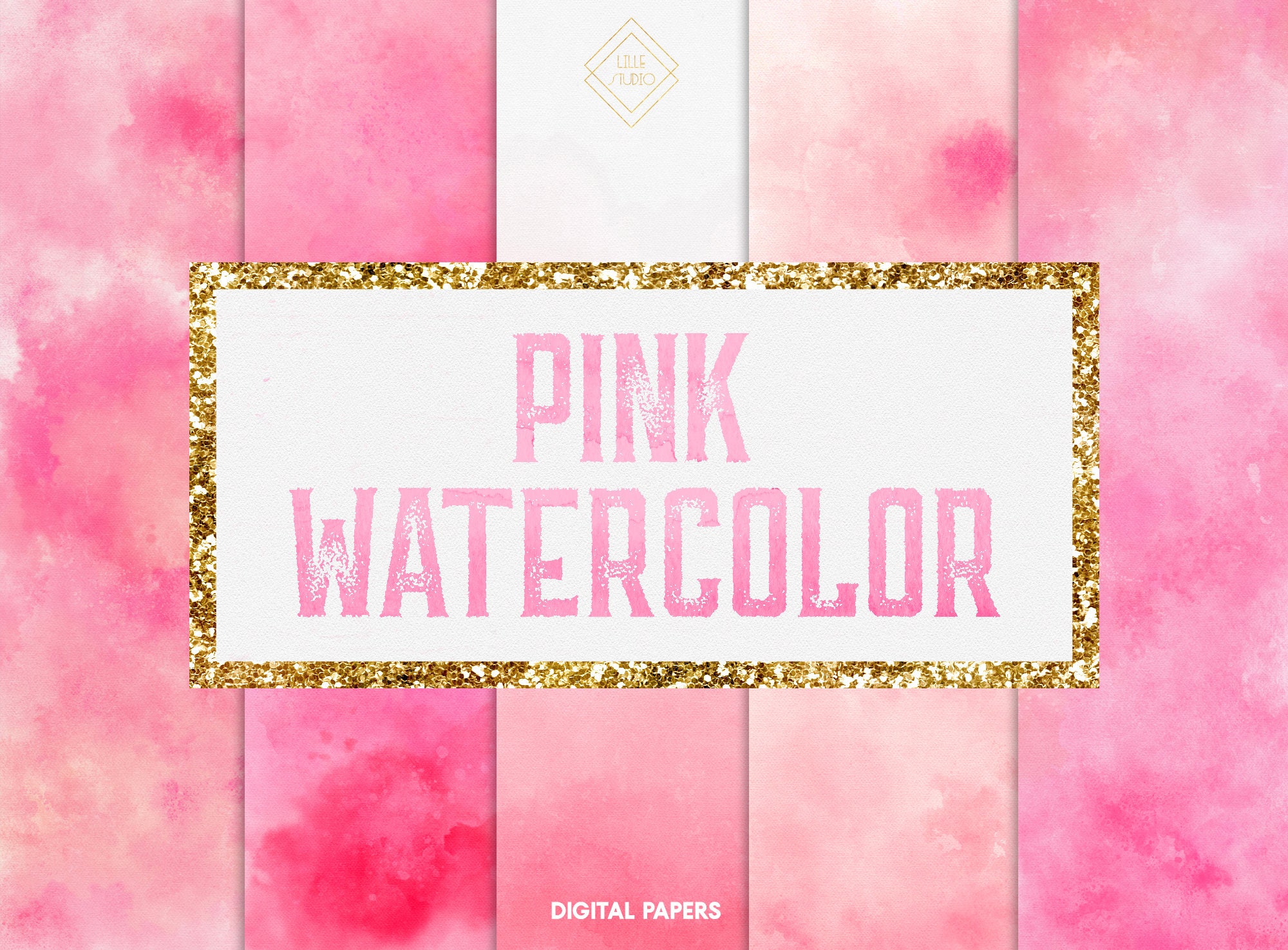 Hot Pink Watercolor Digital Paper Blush Rose Water Color - Etsy