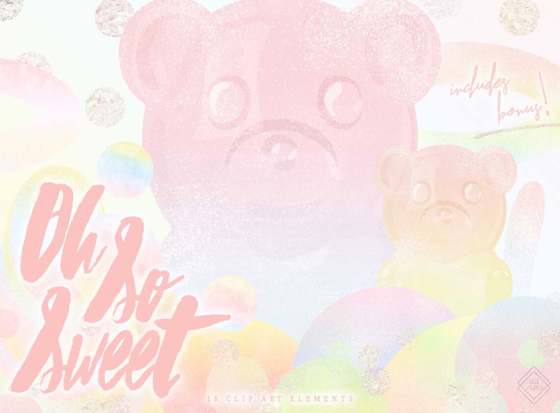 Rainbow Gummy Candy Clipart Pastel Sweets Bubble Gum Clip | Etsy