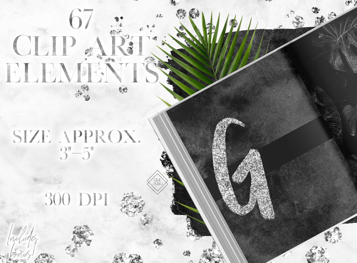 Silver Glitter Digital Alphabet Clipart Letter Clip Art | Etsy