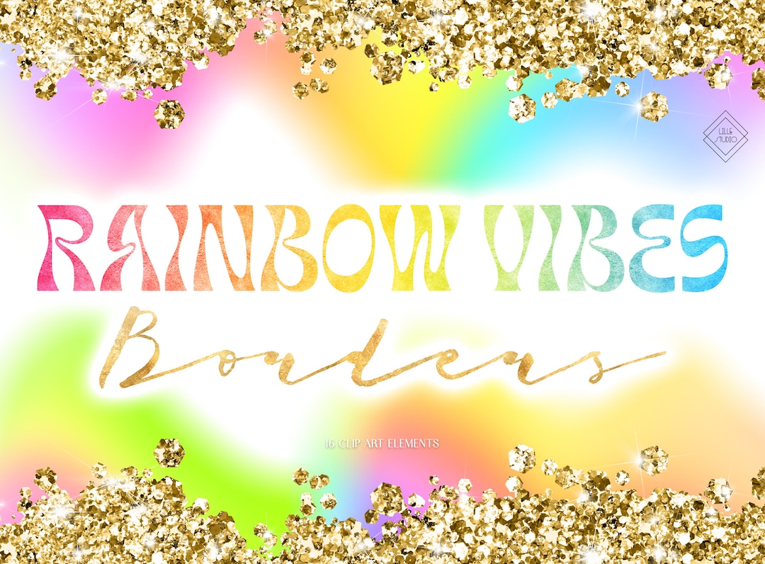 Rainbow Borders Clipart Elements - Colorful Retro Border Clip Art ...