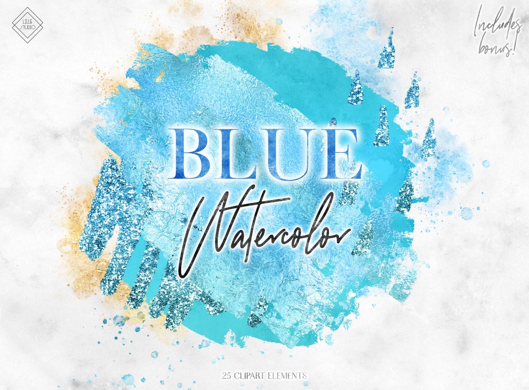 Blue Watercolor Brush Stroke Clipart - Water Color Brushstrokes Clip ...