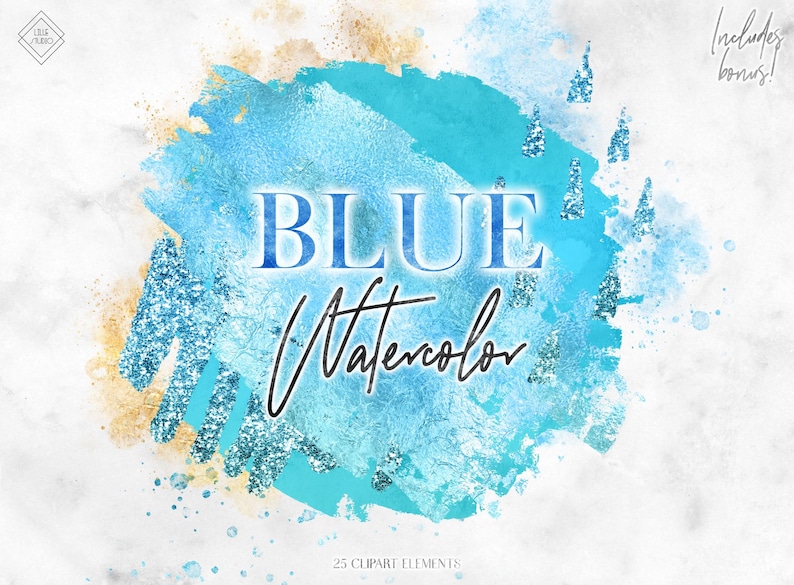 Blue Watercolor Brush Stroke Clipart Water Color | Etsy