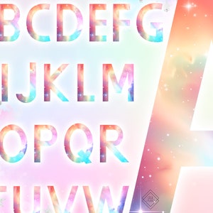 Galaxy Alphabet Clipart - Rainbow Star Space Digital Monogram Clip Art ...