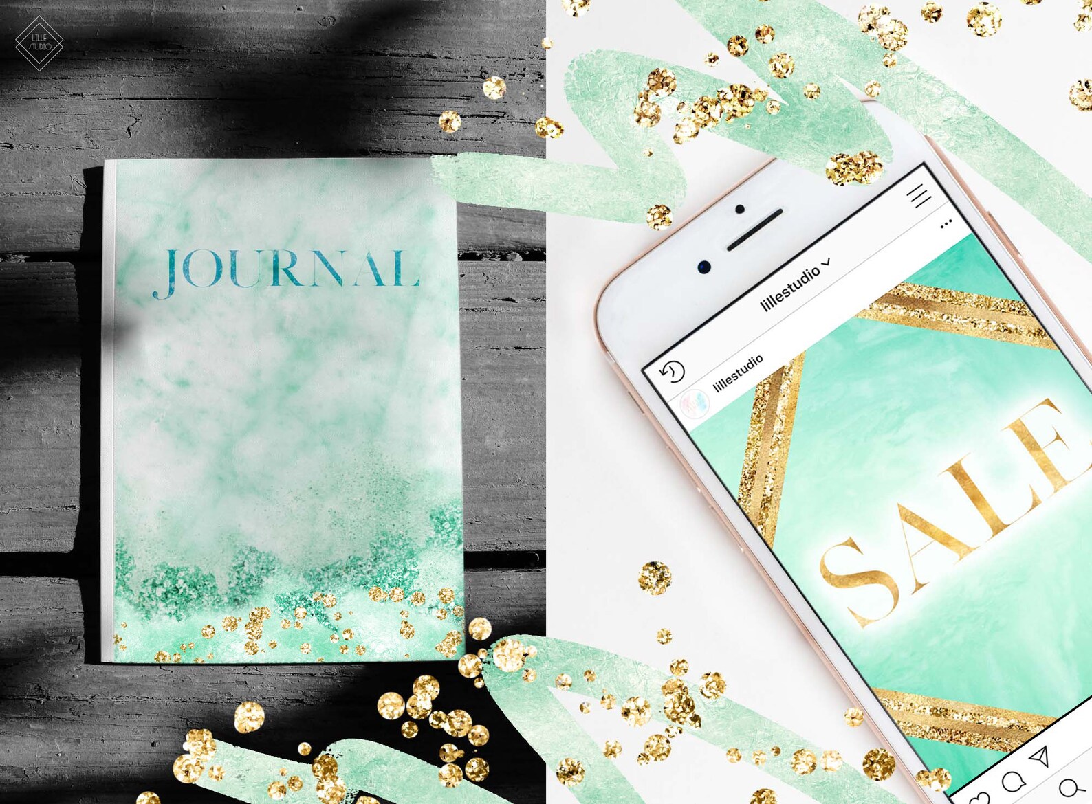 Mint Sea Green Gold Digital Paper Backgrounds Marble Glam - Etsy