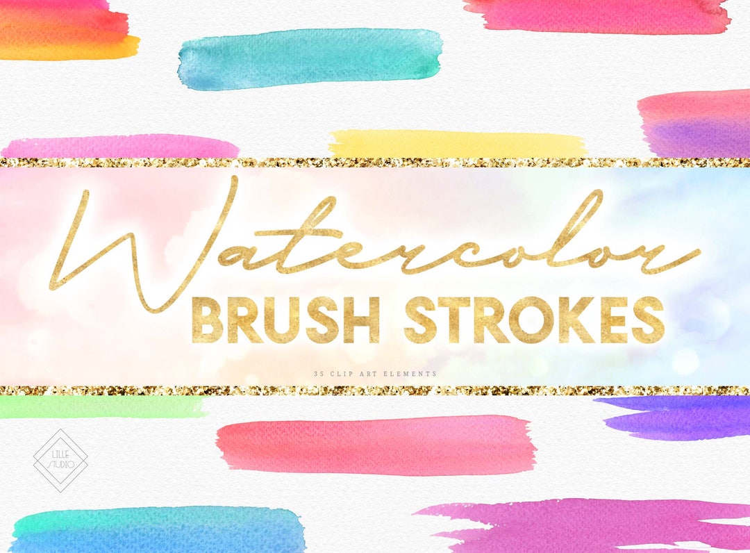 Colorful Watercolor Brush Strokes Clipart - Water Color Stroke Clip Art ...
