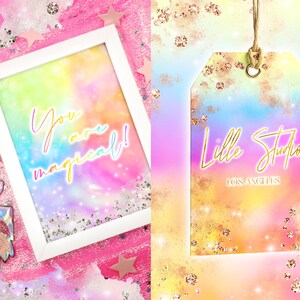 Rainbow Glitter Digital Paper - Colorful Neon Gradient Background ...