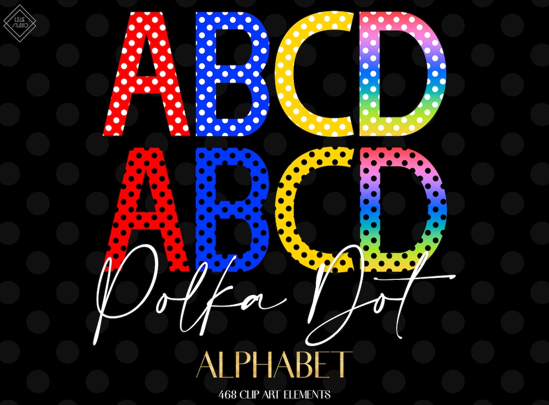 Polka Dot Alphabet Clipart: Colorful Letter Monogram PNG Graphics ...