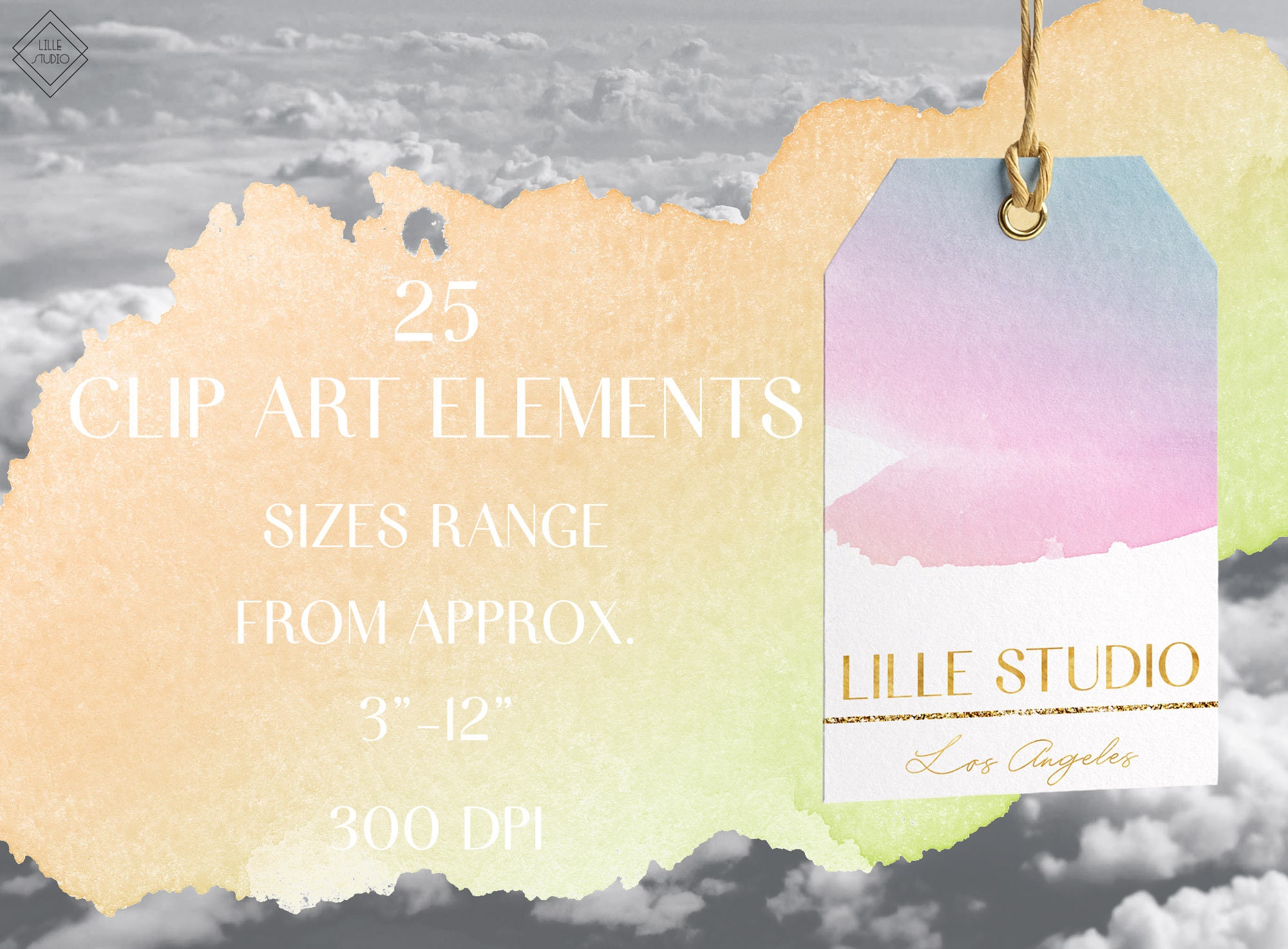 Pastel Rainbow Watercolor Clipart Brush Stroke Water Color - Etsy