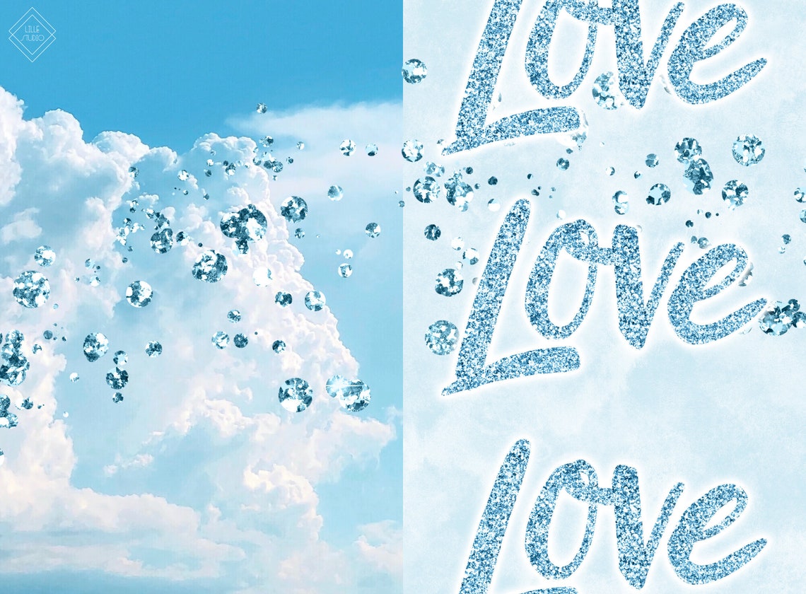 Baby Blue Glitter Digital Alphabet PNG Clipart Monogram - Etsy