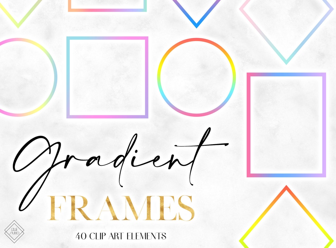 Gradient Ombre Digital Frame Clipart Graphics - Colorful Rainbow Clip ...
