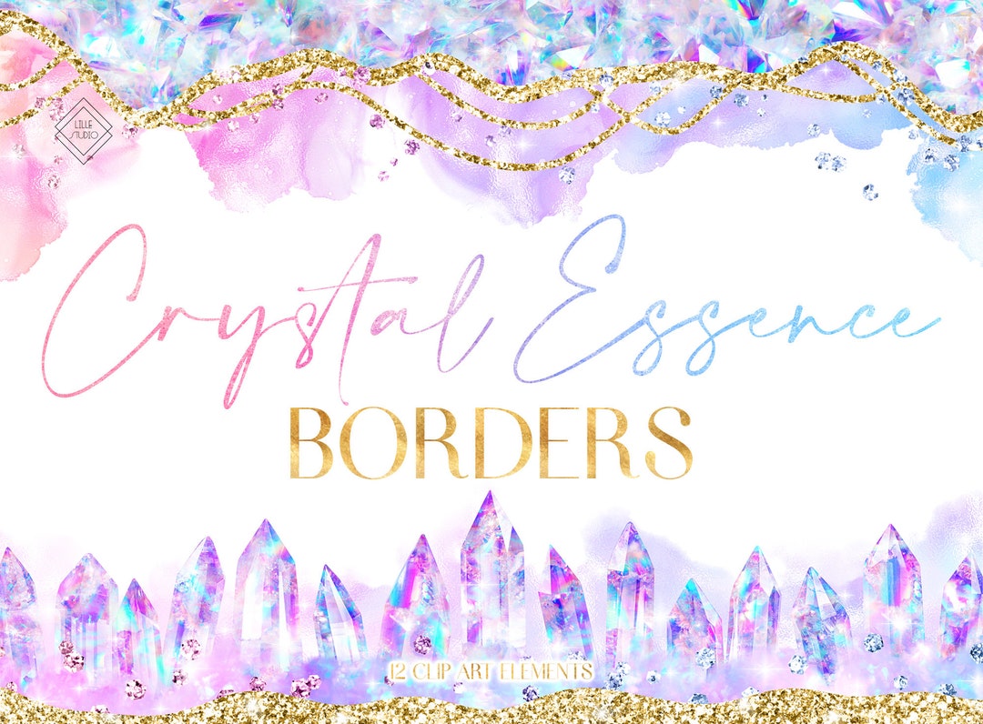 Quartz Crystal Colorful Clipart Border Graphics - Rainbow Vivid Gem ...