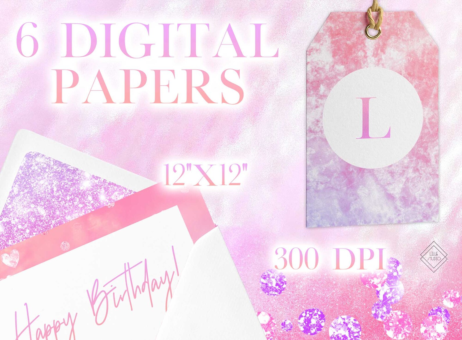 Lavender Baby Pink Digital Paper Pastel Purple Glitter - Etsy