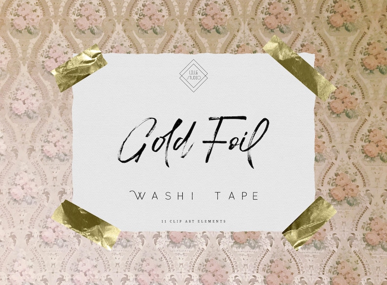 Gold Digital Washi Tape Clipart Clip Art Frame Graphics for - Etsy