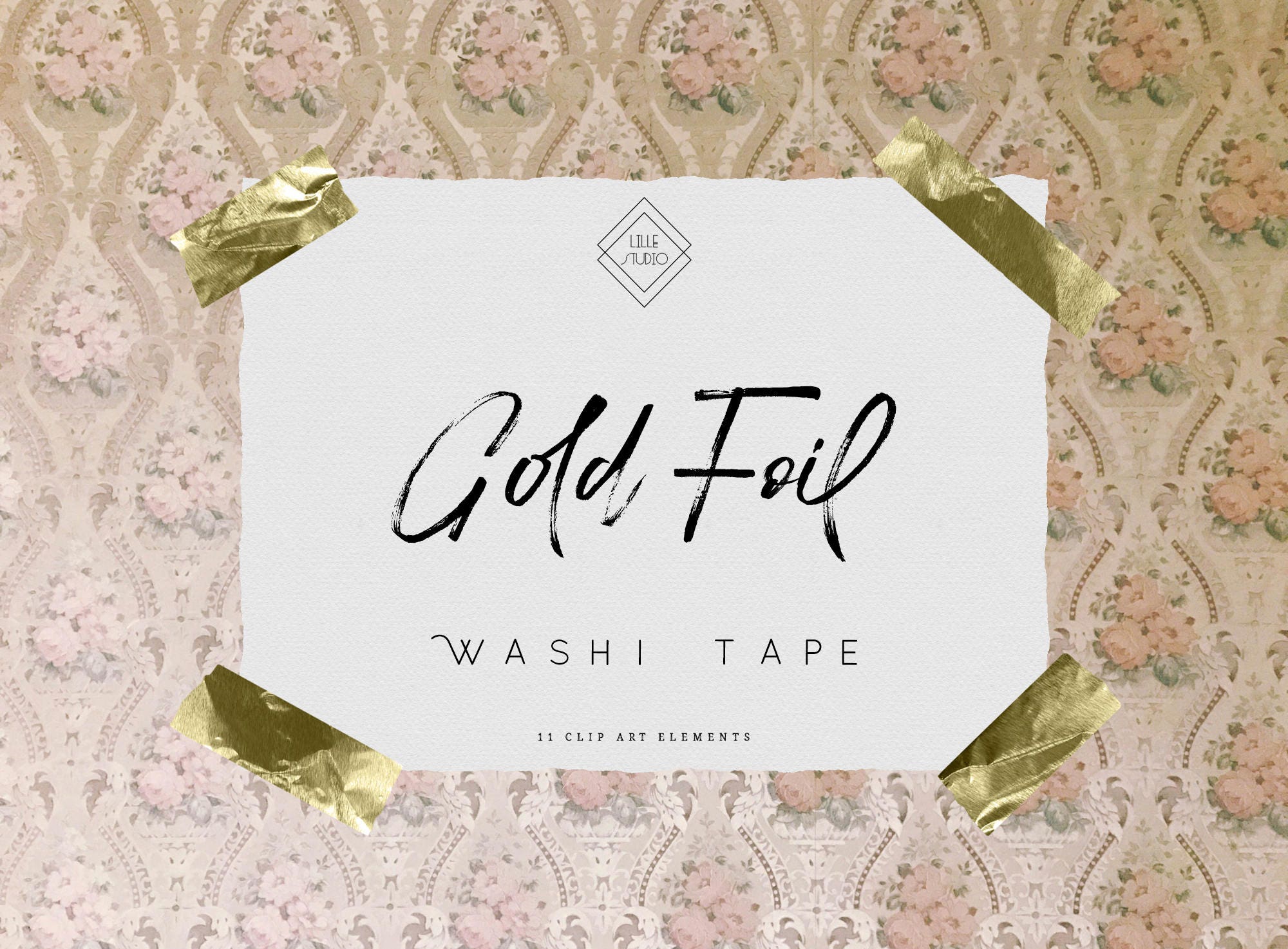 Gold Digital Washi Tape Clipart Clip Art Frame Graphics for | Etsy
