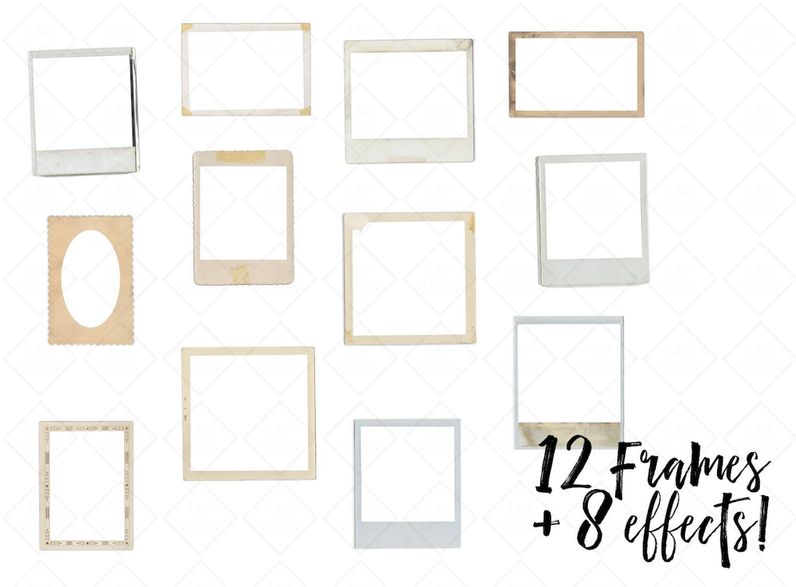 Instant Photo Photoshop Overlays Digital Frames Clipart | Etsy