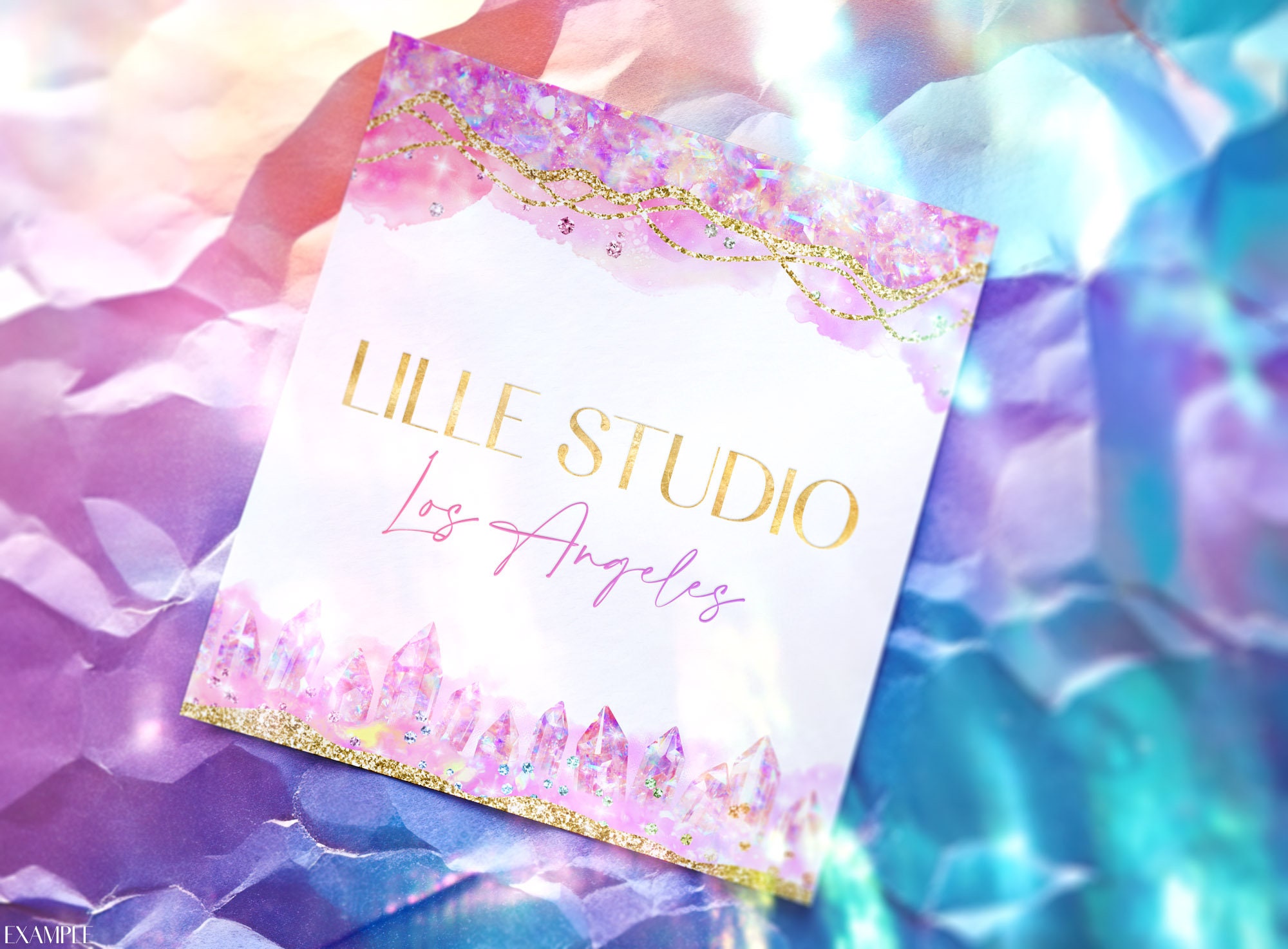 Quartz Crystal Clipart Borders: Rainbow Boho Diamond Gemstone Digital ...