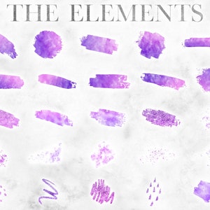 Purple Watercolor Brush Stroke Clipart - Brushstroke Clip Art Graphics ...