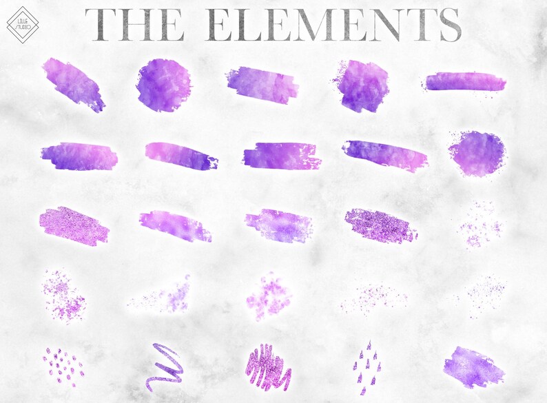 Purple Watercolor Brush Stroke Clipart Brushstroke Clip Art | Etsy