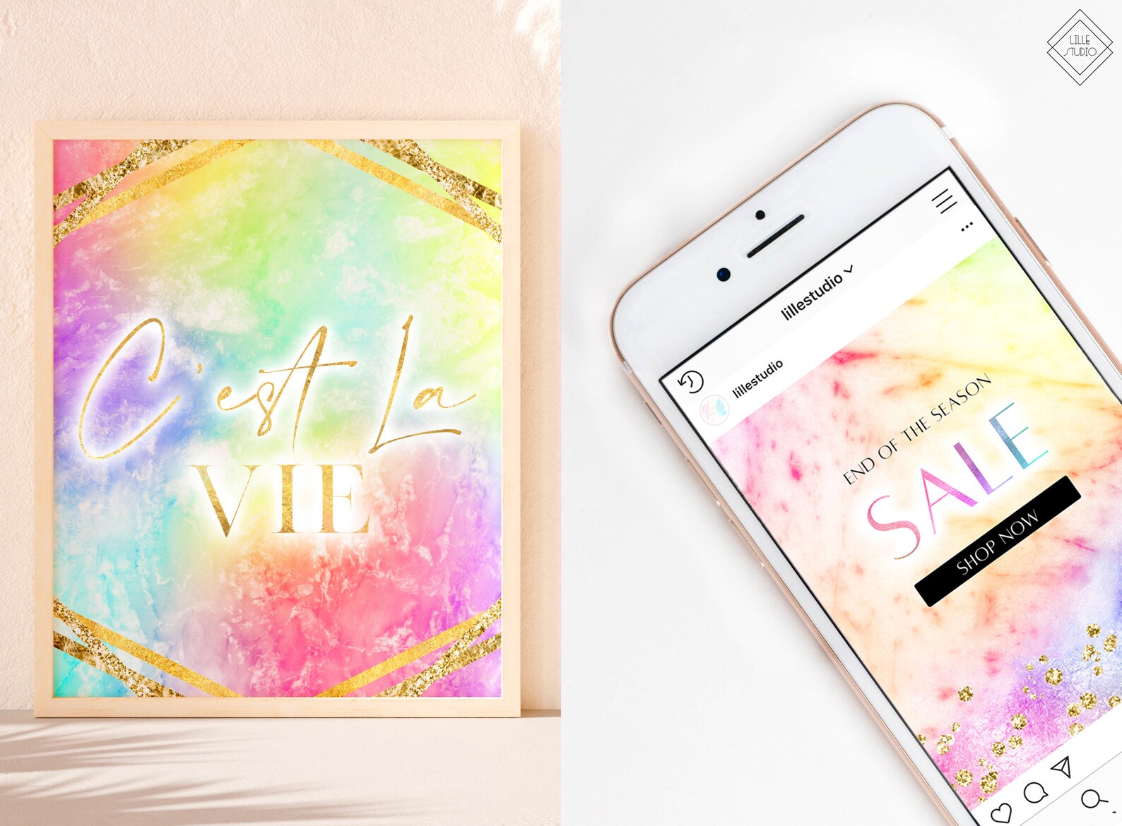 Neon Colorful Marble Digital Paper Rainbow Gold Glam - Etsy