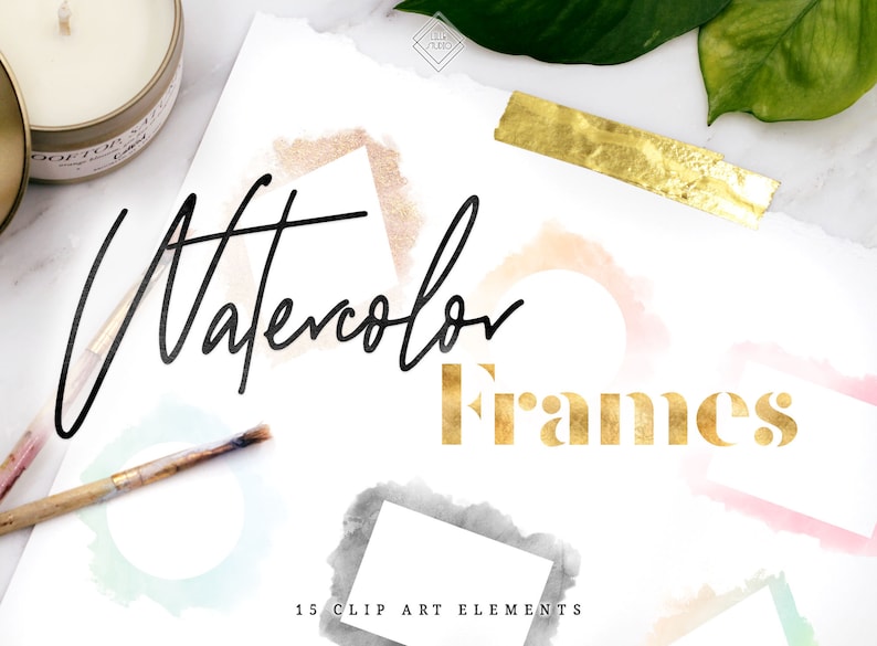Watercolor Clipart Frames: Colorful Water Color Splash Borders (PNG ...