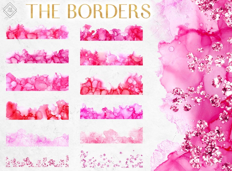 Pink Alcohol Ink Clipart Border Watercolor Borders Clip Art - Etsy