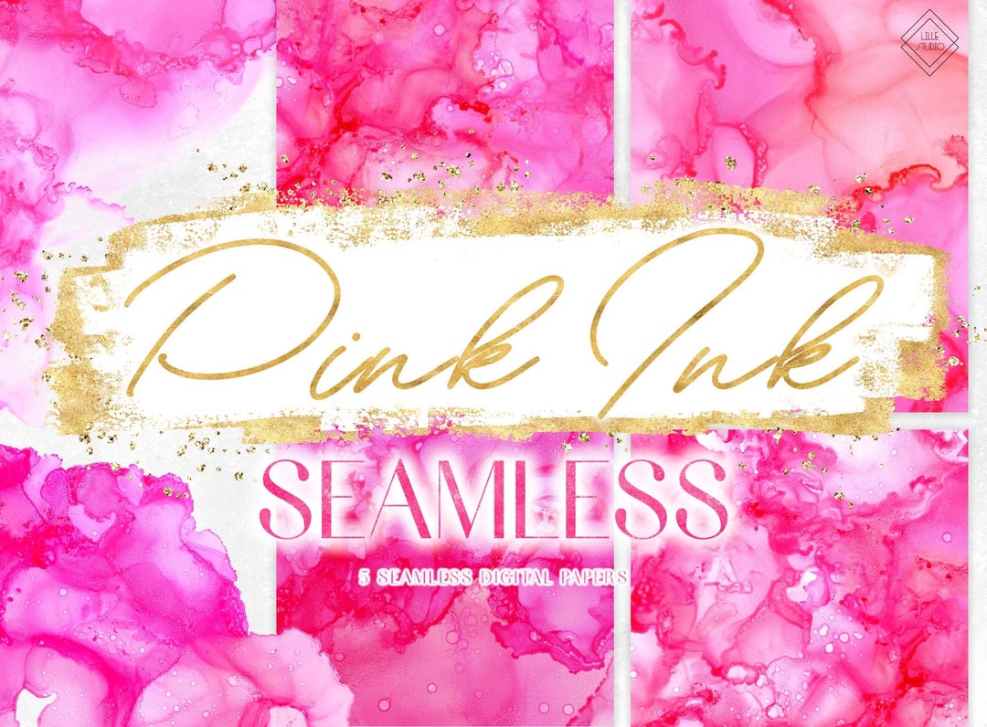 Hot Pink Alcohol Ink Seamless Digital Paper: Abstract Watercolor ...