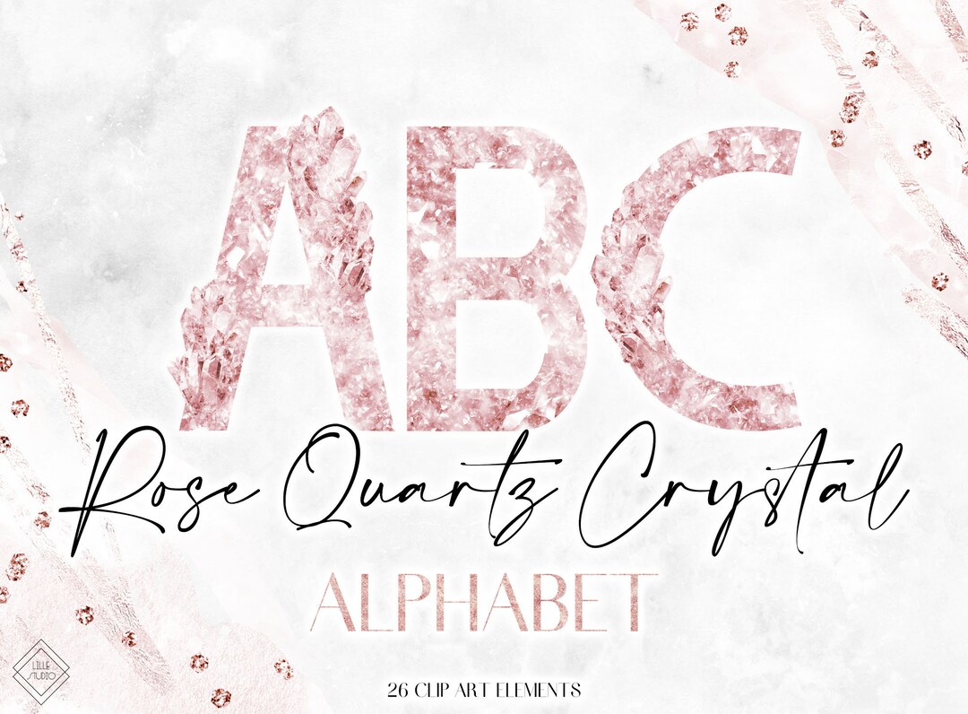 Rose Quartz Crystal Alphabet Clipart - Gem Letter Clip Art Monogram ...