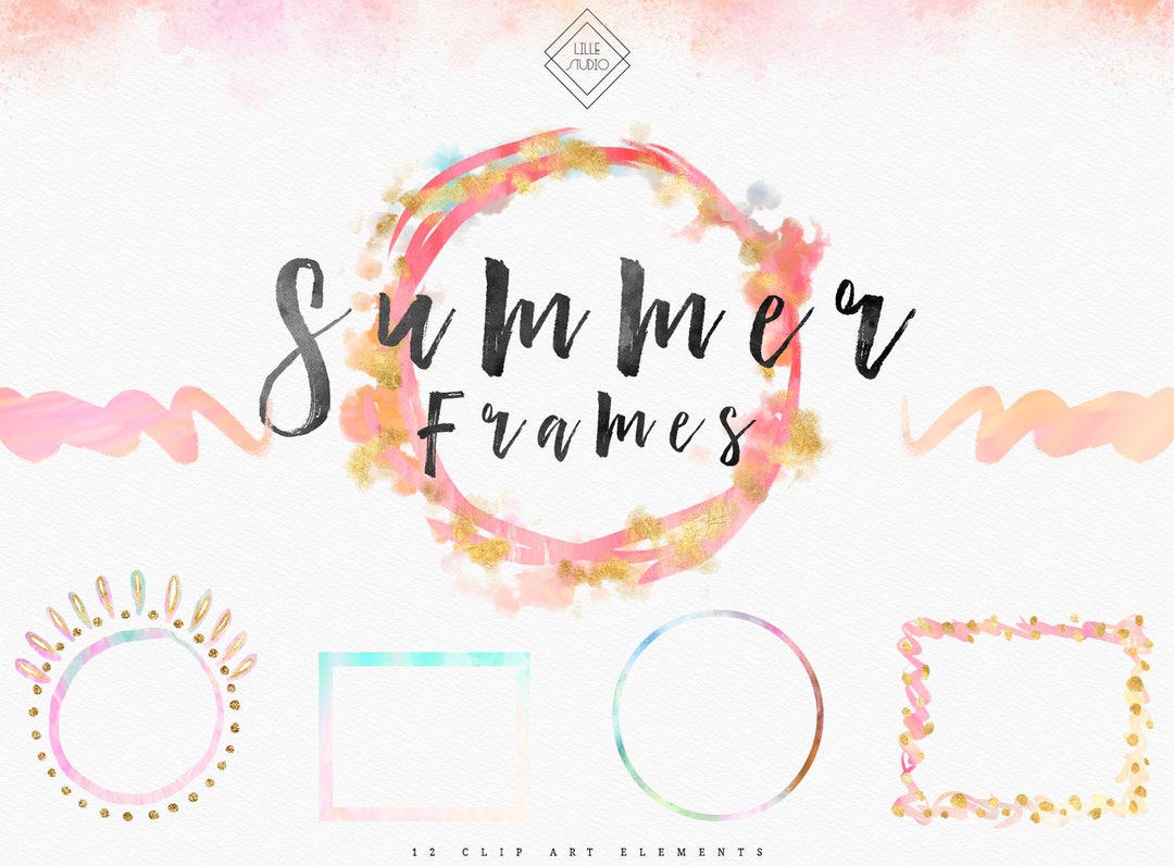 Tropical Summer Clipart Frames - Colorful Flower Frame Clip Art ...