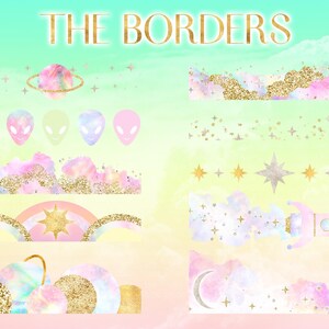 Rainbow Galaxy Space Border Clipart - Celestial Planet Clip Art Frame ...