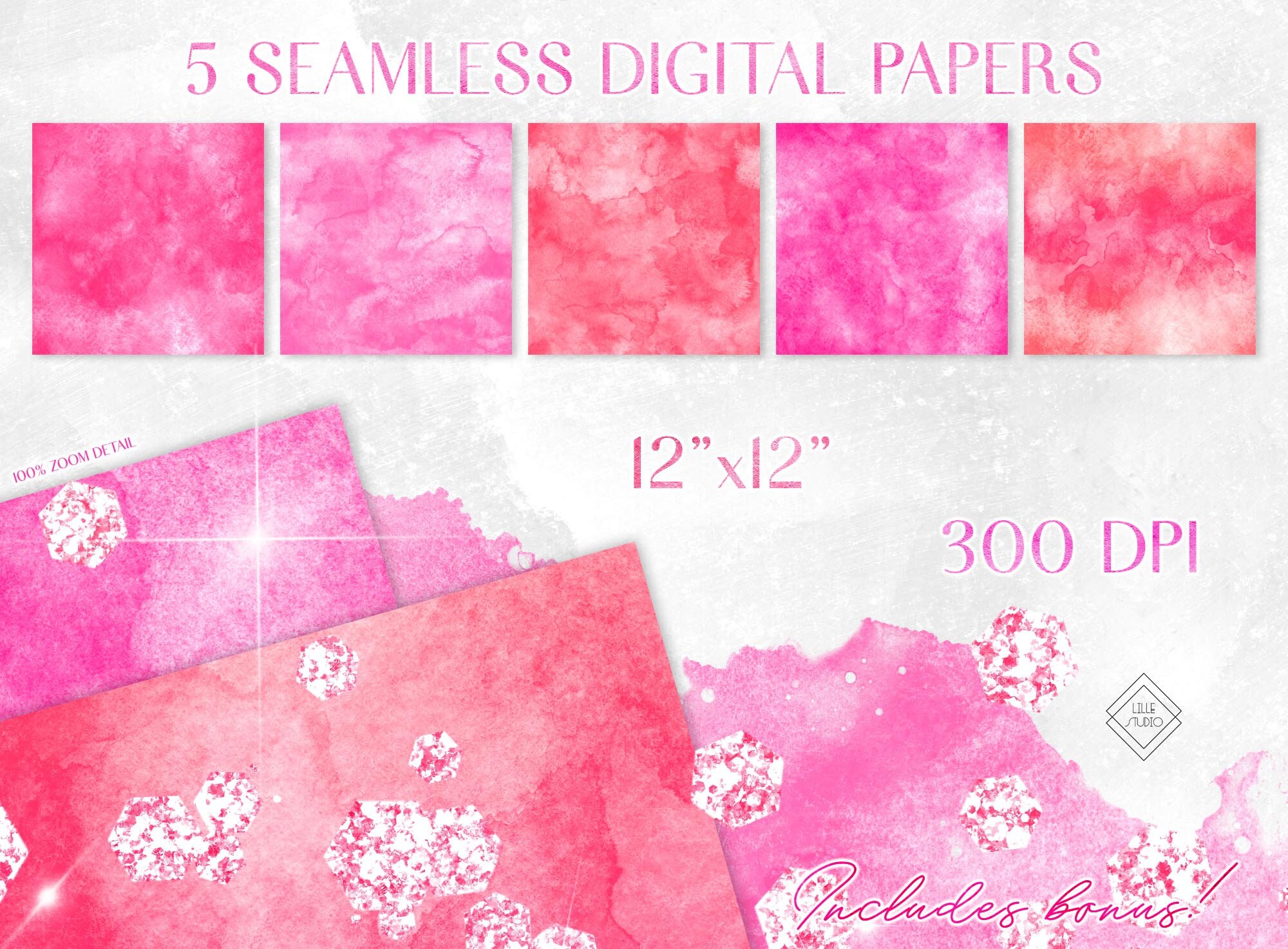Seamless Hot Pink Watercolor Digital Paper Patterns Magenta - Etsy