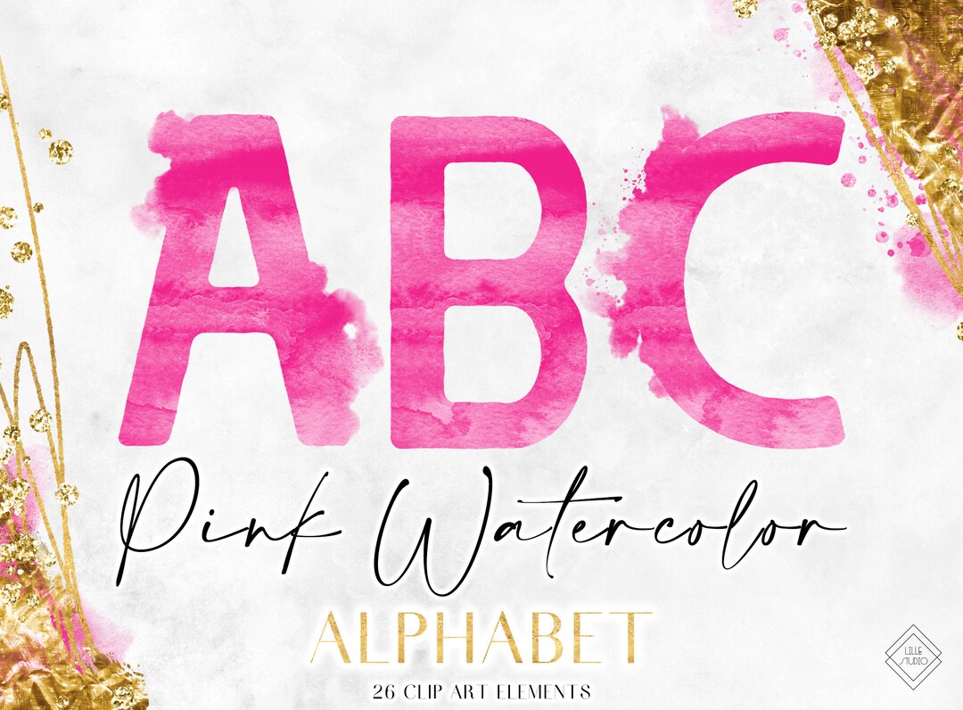 Hot Pink Watercolor Digital Alphabet - Water Color Letter PNG Clipart ...