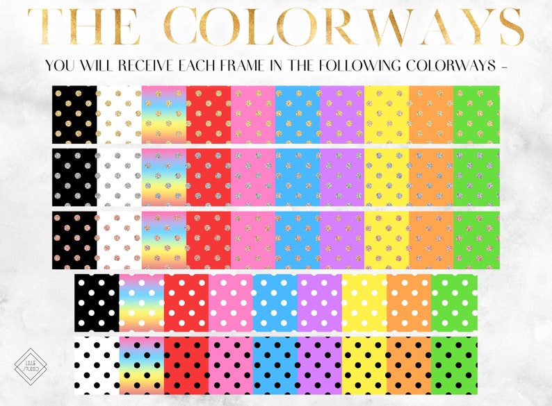Polka Dot Digital Frame Clipart Bundle Colorful Frames Clip - Etsy