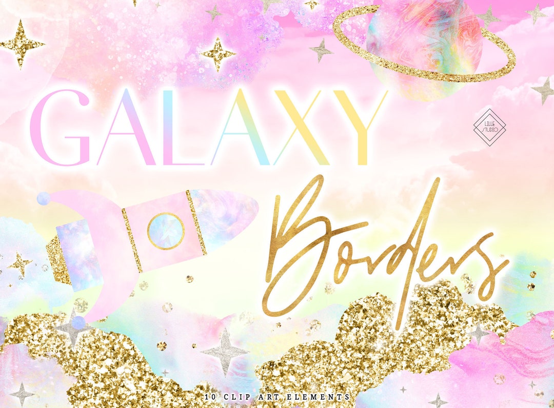 Rainbow Galaxy Space Border Clipart - Celestial Planet Clip Art Frame ...