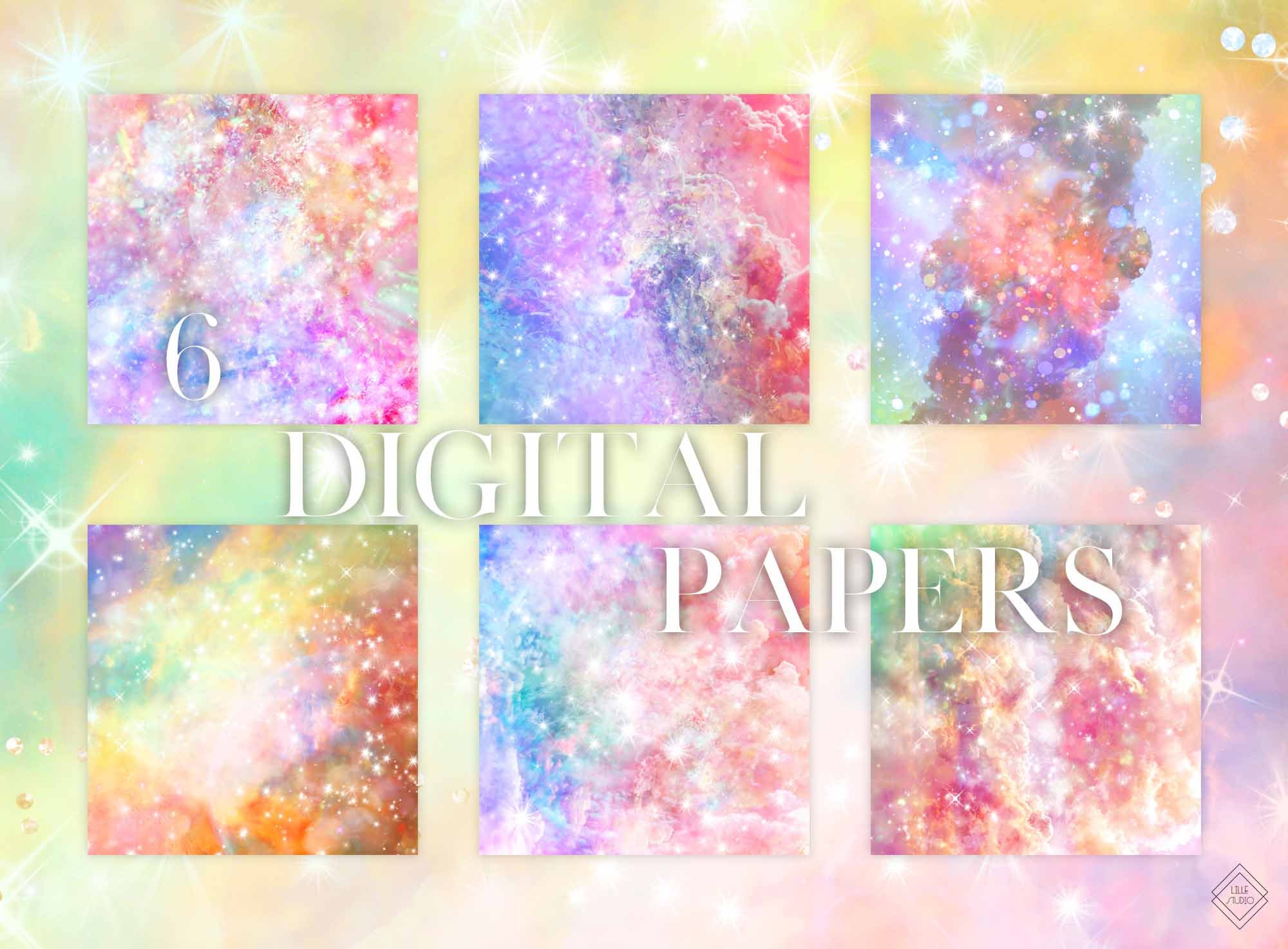 Rainbow Galaxy Digital Paper Space Digital Papers - Etsy