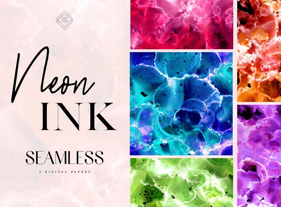 Seamless Neon Alcohol Ink Digital Paper Colorful Watercolor | Etsy