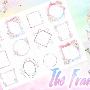 Crystal Frame Clipart: Boho Rainbow Glitter Borders, Colorful Glitter ...