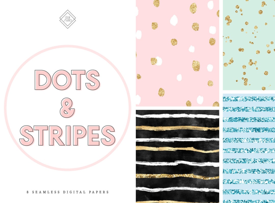 Stripe Polka Dots Seamless Digital Paper Pattern - Abstract Dot Stripes ...
