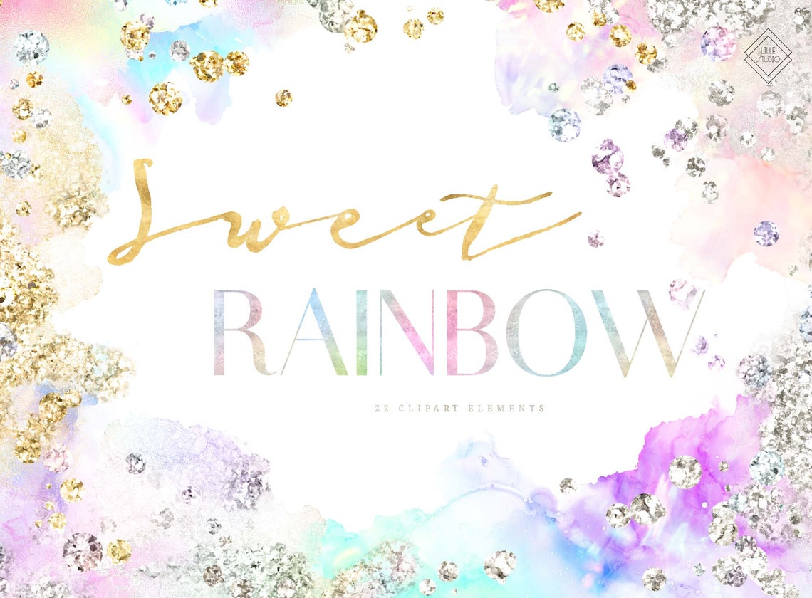 Pastel Rainbow Clipart Unicorn Watercolor Clip Art - Etsy