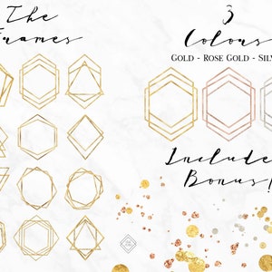 Geometric Frame Clipart - Rose Gold Silver Frames Clip Art - Abstract ...
