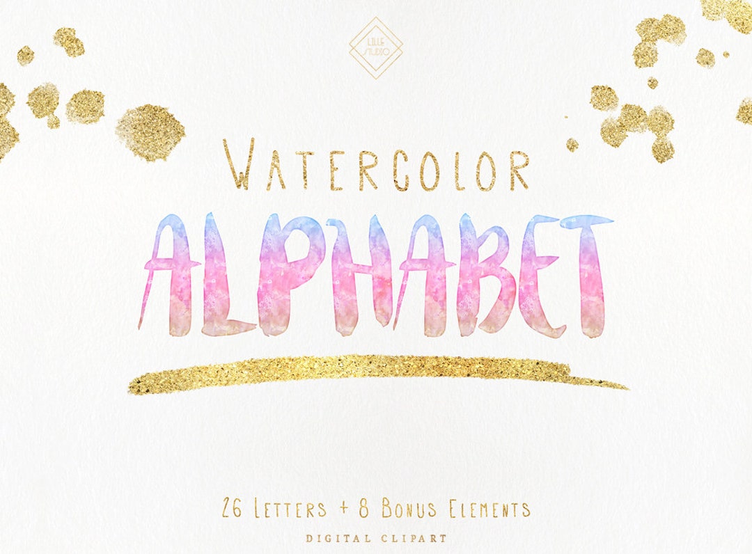 Rainbow Watercolor Alphabet Clipart: Pastel Monogram Letters (PNG ...