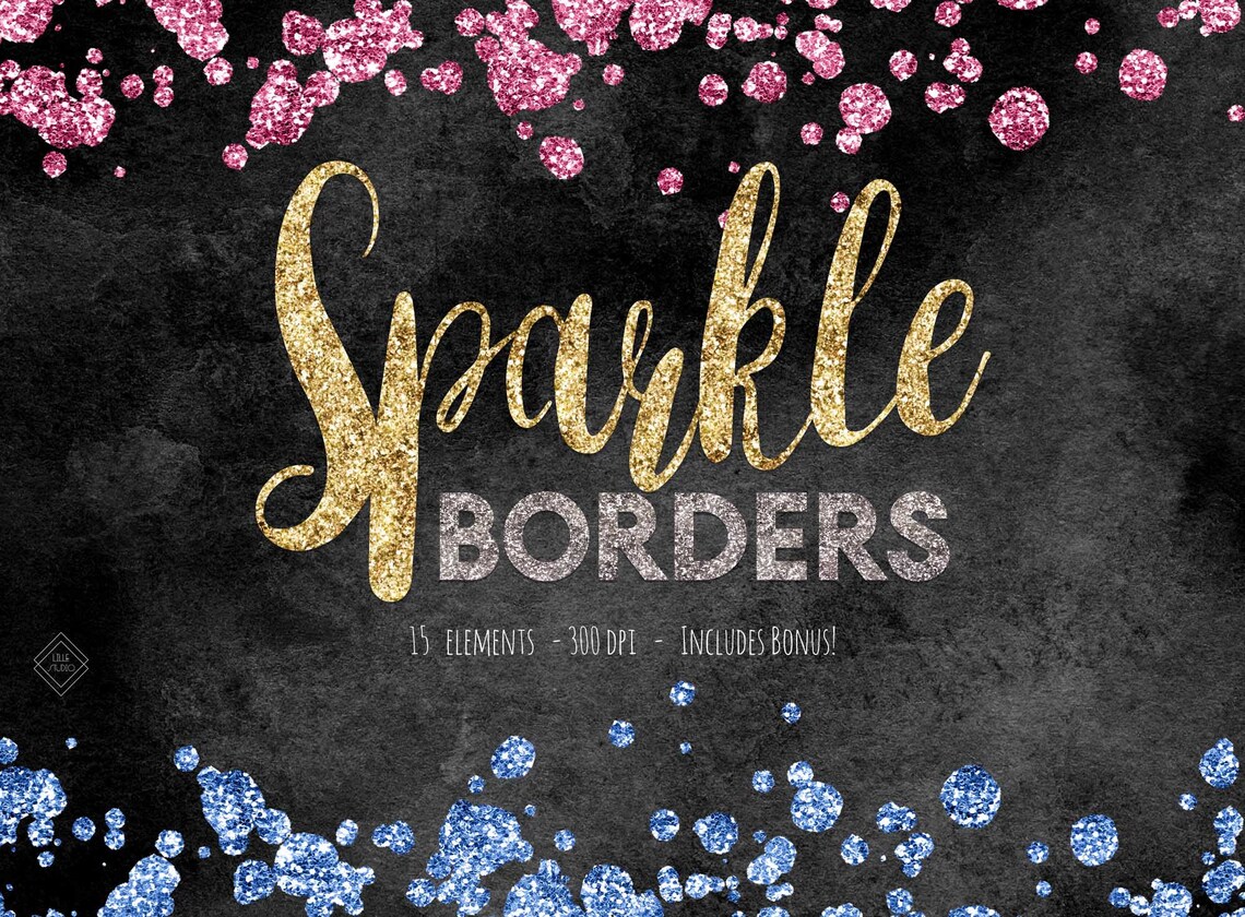 Glitter Border Clipart Confetti Borders Clip Art Sparkle | Etsy