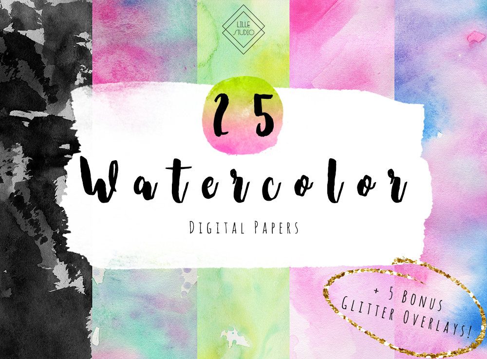 Rainbow Watercolor Digital Paper Water Color Papers | Etsy