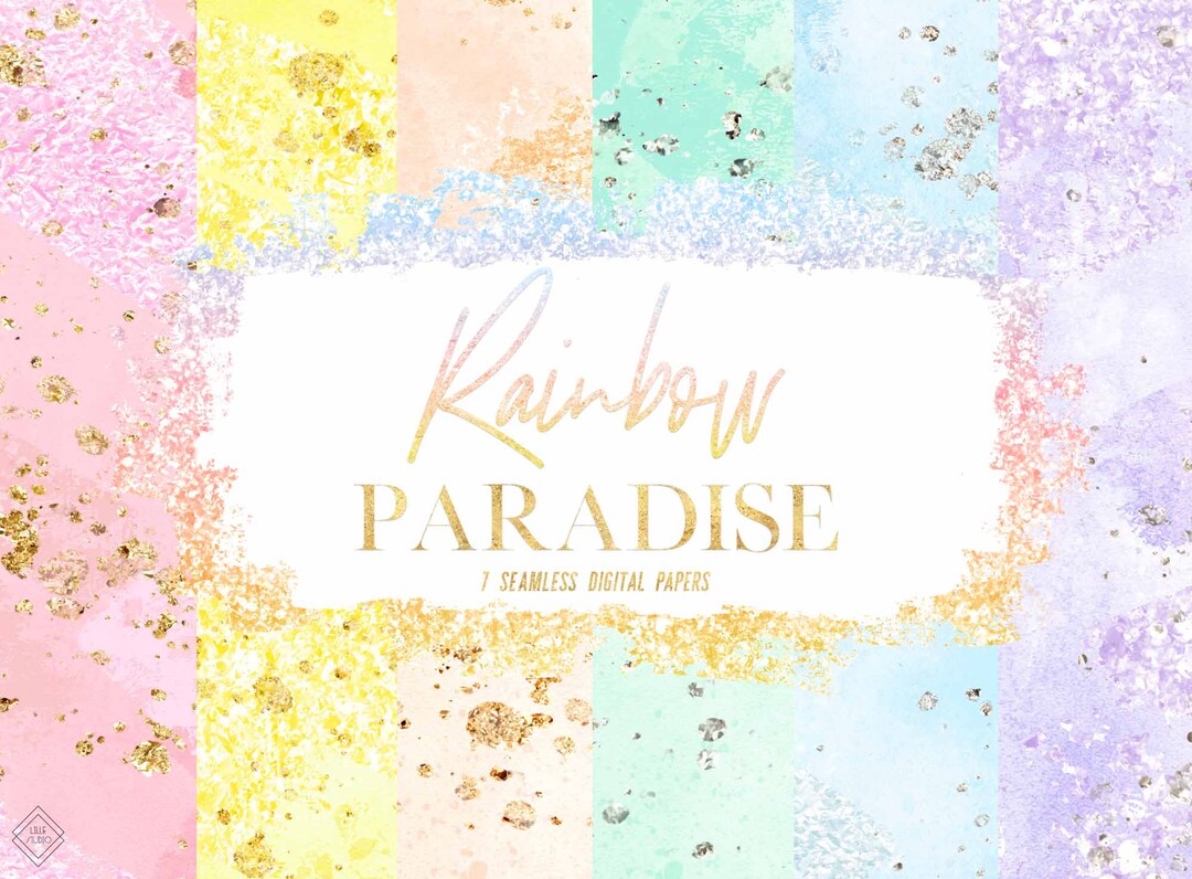 Pastel Watercolor Digital Paper - Rainbow Seamless Pattern Papers ...