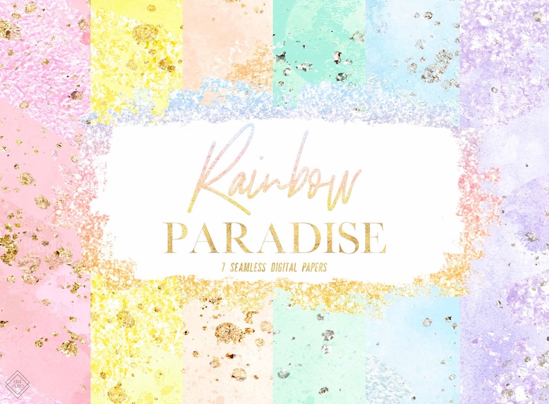 Pastel Watercolor Digital Paper Rainbow Seamless Pattern - Etsy México