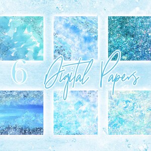 Baby Blue Watercolor Digital Paper - Pastel Water Color Winter Snow ...