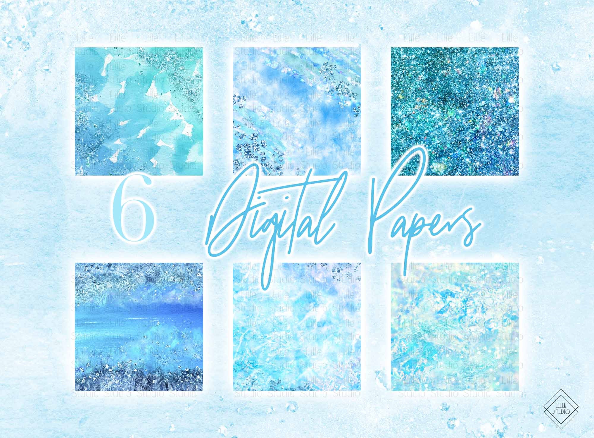 Baby Blue Watercolor Digital Paper Pastel Water Color Winter - Etsy