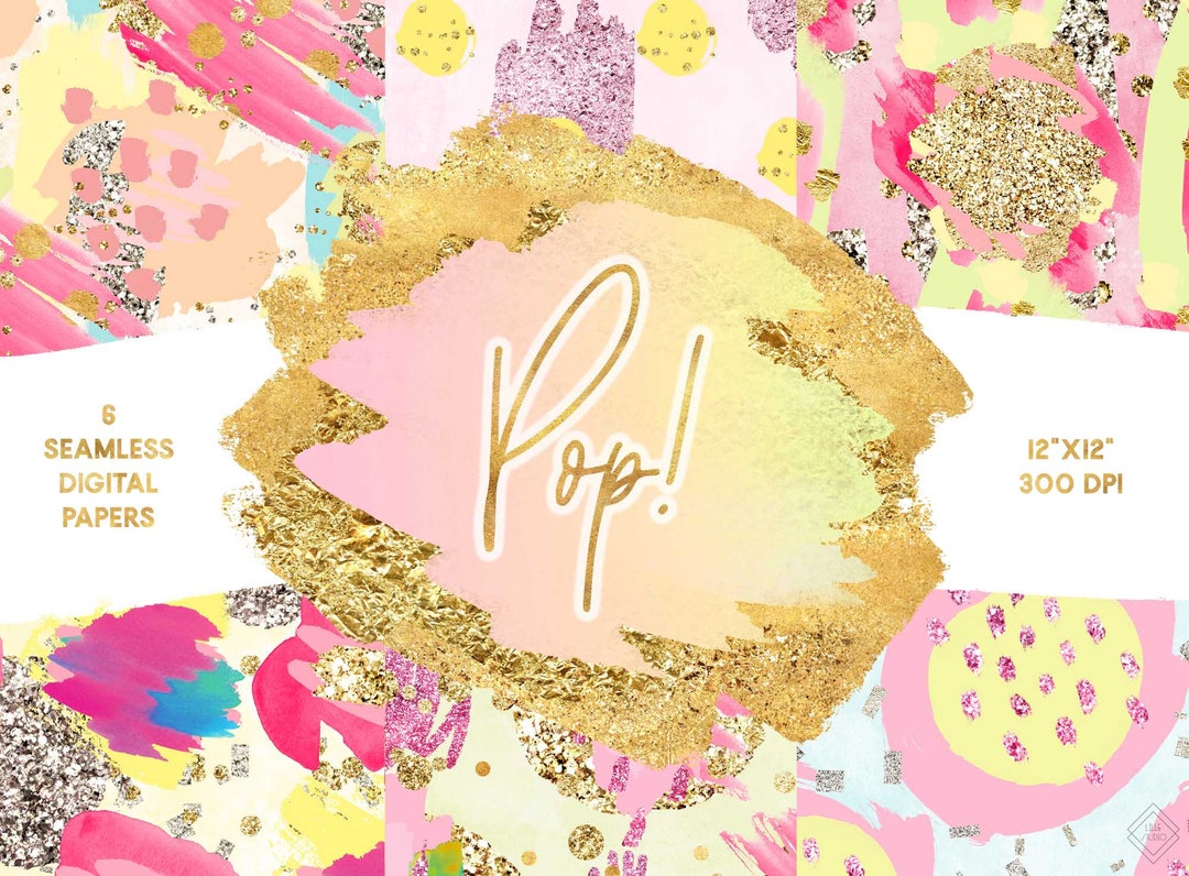 Abstract Neon Seamless Digital Paper: Geometric Confetti Pattern ...